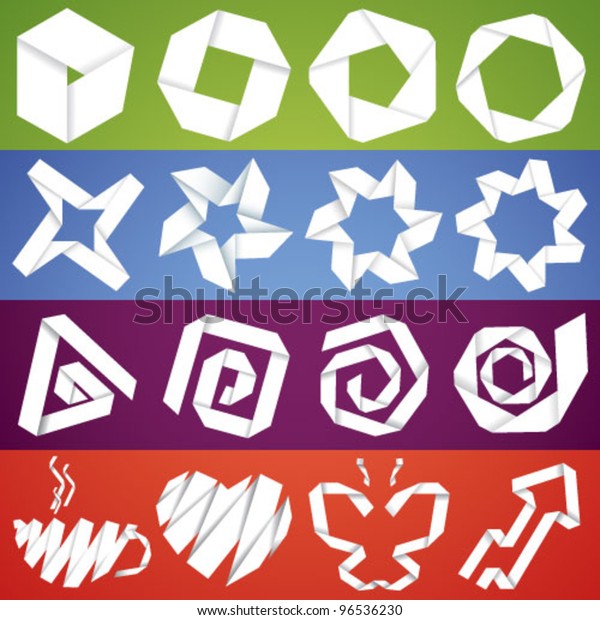 Big Vector Collection Paper Origami Symbols Stock Vector (Royalty Free ...