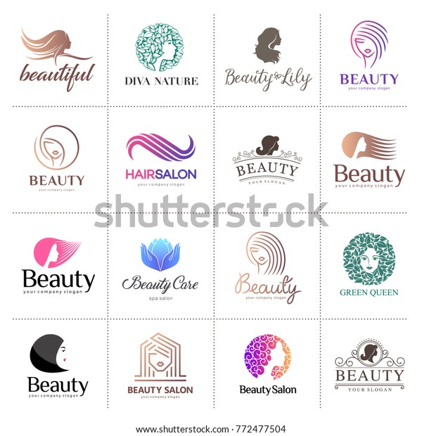 Big Vector Logo Set Beauty Salon Stock Vector (Royalty Free) 772477504