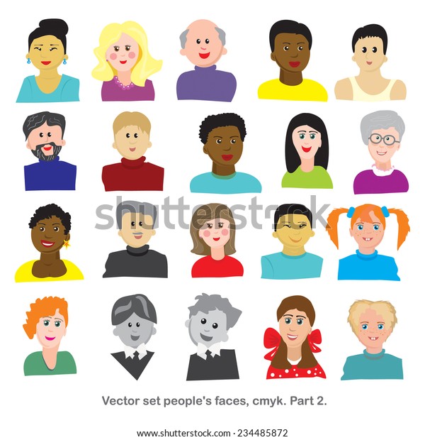 Big Vector Series Funny Portraits People Stock Vector (Royalty Free ...