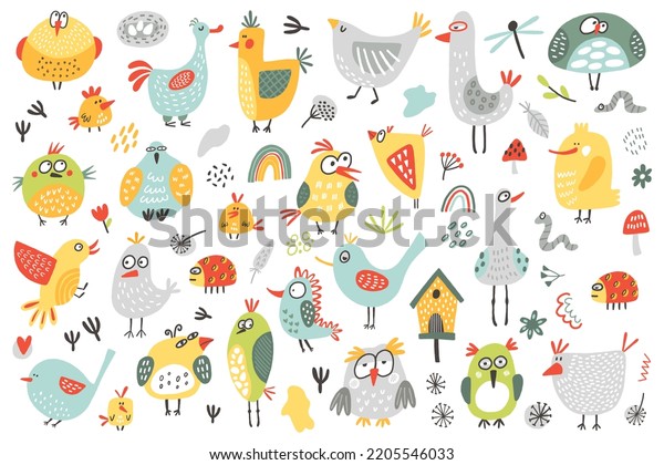 Big Vector Set Colorful Birds Cartoon Stock Vector (Royalty Free ...