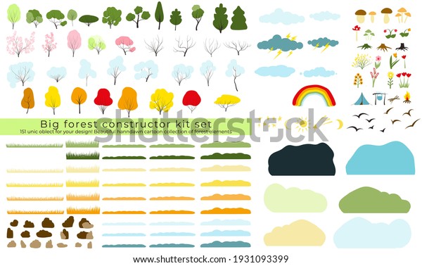 Big Vector Set Forest Park Weather Stock Vector (Royalty Free ...