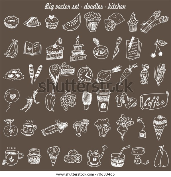 Big Vector Set Kitchen Food Stock Vector (Royalty Free) 70633465 ...