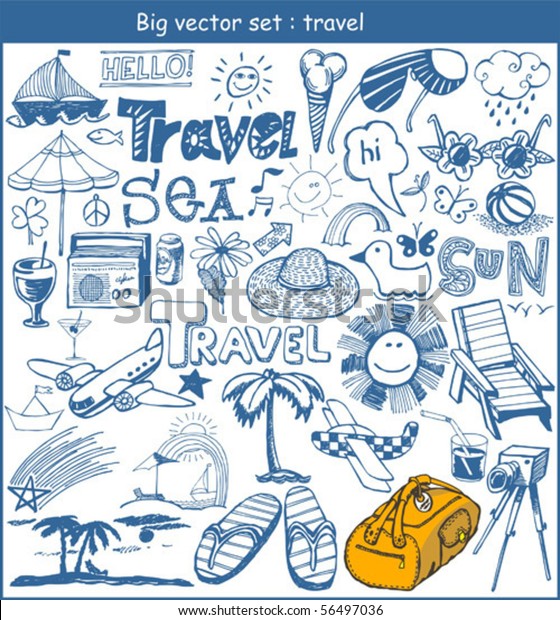Big Vector Set Travel Doodles Stock Vector (Royalty Free) 56497036 ...