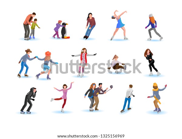 Big Vector Set Various People Skating Stock Vector (Royalty Free ...