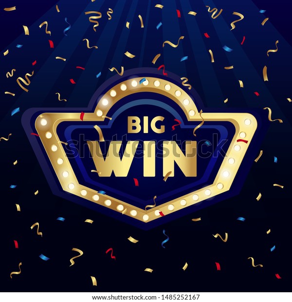 Big Win Congratulations Frame Golden Congratulating: เวกเตอร์สต็อก ...