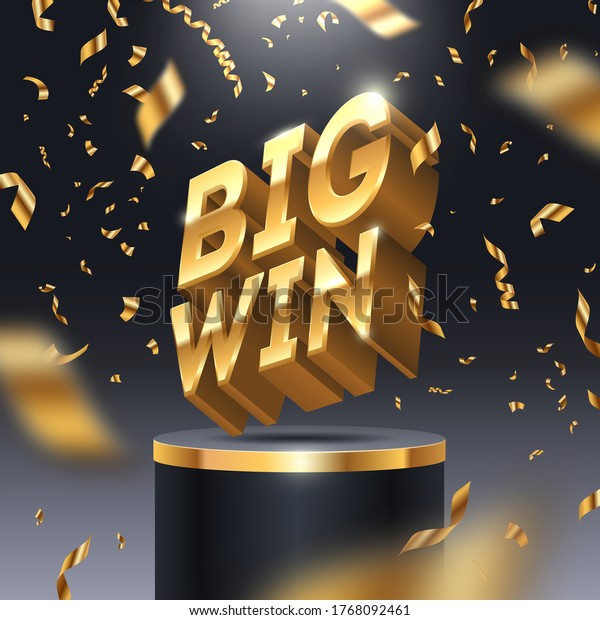 Big Win Golden Sign On Stage Stock Vector (Royalty Free) 1768092461