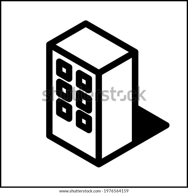 Big Windows Building Icon Isometric Flat Stock Vector (Royalty Free ...