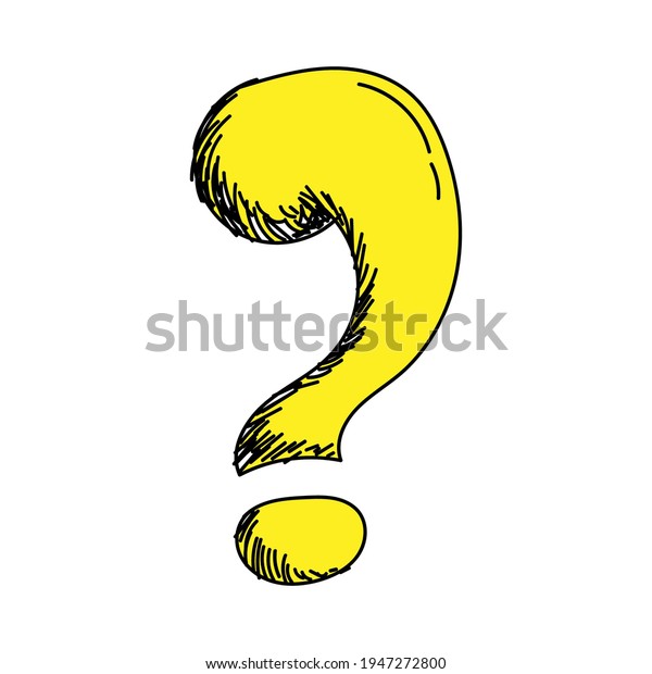 Big Yellow Question Mark Symbol Doodle Stock Vector (Royalty Free ...