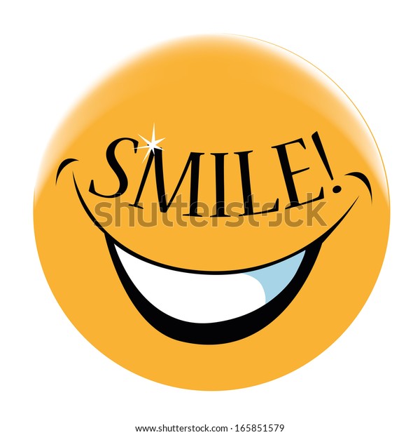 Big Yellow Round Face Smile Stock Vector (Royalty Free) 165851579 ...