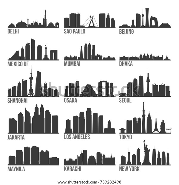 Biggest Cities Most Famous Skyline City 库存矢量图（免版税）739282498 | Shutterstock