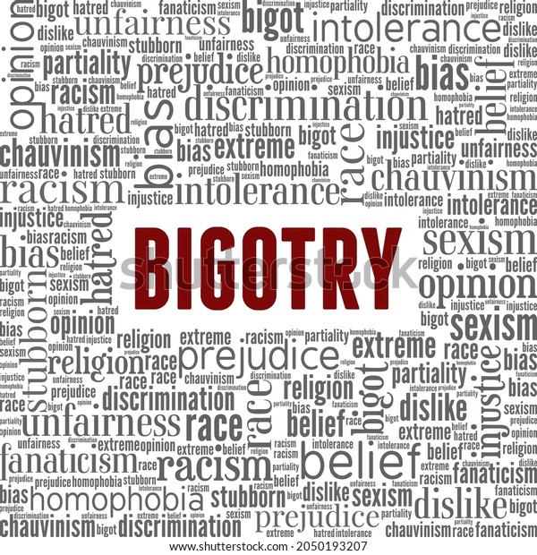 Bigotry Vector Illustration Word Cloud Isolated Stock Vector (Royalty ...