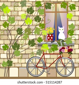 Bike Under Window Stock Vector (Royalty Free) 515114287 | Shutterstock