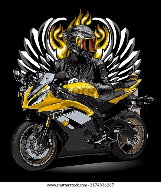 Biker Motorcycle Vector Template Stock Vector (Royalty Free) 2174836267 ...