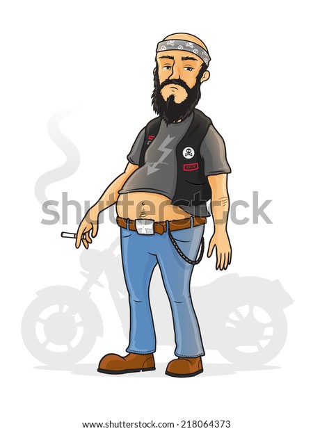 Biker Standing Front His Motorcycle Vector Stock Vector (Royalty Free ...