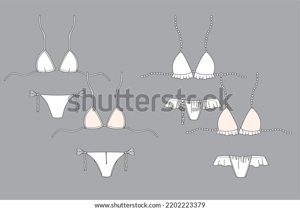Bikinis Draw Vector Set Different Types 库存矢量图(免版税)2202223379 Shutterstock