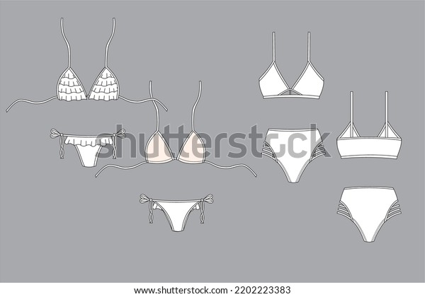 비키니는 벡터 그리기 다양한 형태의 비키니 스톡 벡터 로열티 프리 2202223383 Shutterstock