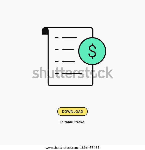 Bill Colored Icon Invoice Symbol Payment Stock Vector (Royalty Free ...