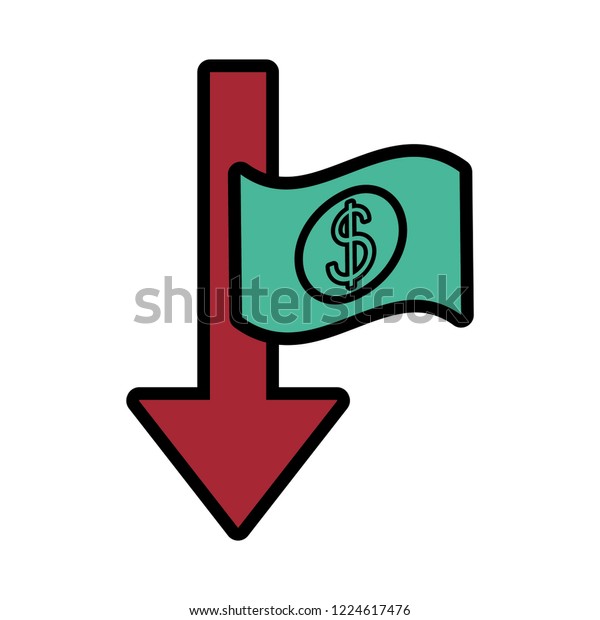 Bill Dollar Money Arrow Down Stock Vector (Royalty Free) 1224617476 ...