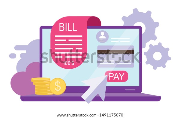 Bill Pay Flat Vector Illustration Online Stock Vector (Royalty Free ...