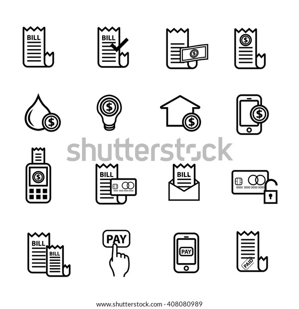 Bill Payment Icons Set Stock Vector (Royalty Free) 408080989