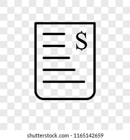 Bill Vector Icon Isolated On Transparent Stock Vector (Royalty Free ...