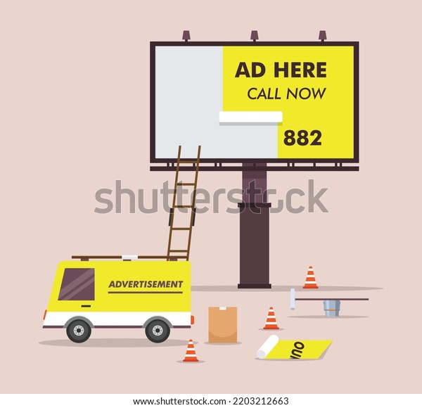 Billboard Advertising Installation 2d Flat Vector Stock Vector (Royalty ...