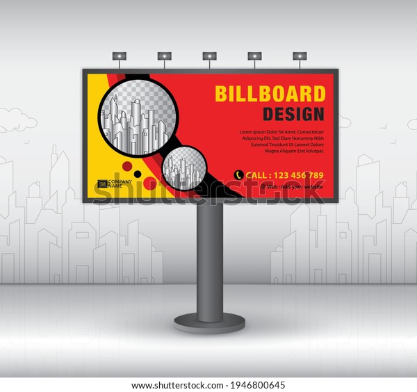 Billboard Design Template Advertisement Realistic Construction Stock ...