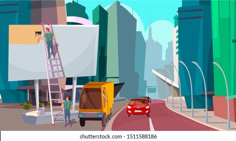 137 Man putting up a poster Images, Stock Photos & Vectors | Shutterstock