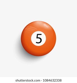 Billiard Ball 5 Realistic Vector Illustration Stock Vector (Royalty ...