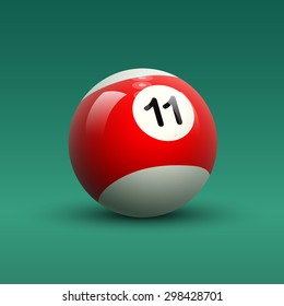 Billiard Ball Number 11 Striped White: стоковая иллюстрация, 262107374 ...
