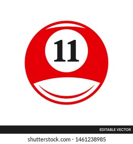 「Billiard Pool Ball Number 11 Icon」のベクター画像素材（ロイヤリティフリー） 1461238985 ...