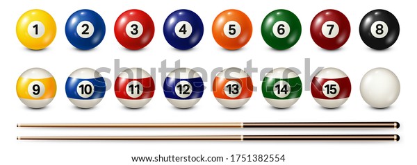 Billiard Pool Balls Numbers Collection Realistic Stock Vector (Royalty ...