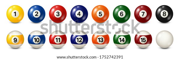 Billiard Pool Balls Numbers Collection Realistic Stock Vector (Royalty ...
