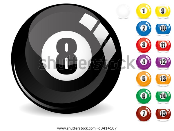 Billiard Snooker Pool Ball Eight 8 Stock Vector (Royalty Free) 63414187