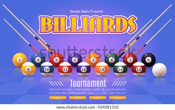 Billiards Event Flyer Poster Template Vector Stock Vector (Royalty Free ...