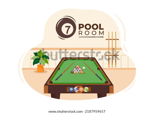 Billiards Game Hand Drawn Cartoon Flat Stock Vector (Royalty Free ...