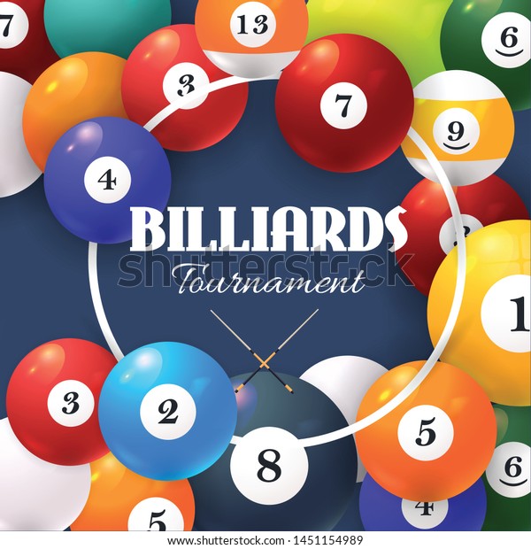 Billiards Poster Event Info Postcard Design Stock Vector (Royalty Free ...