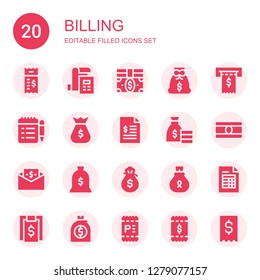 Billing Icon Set Collection 20 Filled Stock Vector (Royalty Free ...