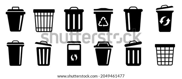 Bin Icon Trash Can Recycle Icons Stock Vector (Royalty Free) 2049461477 ...