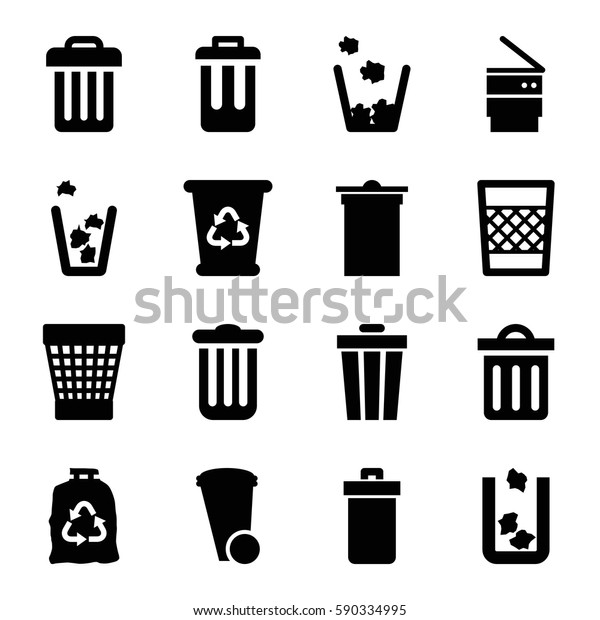 Bin Icons Set Set 16 Bin Stock Vector (Royalty Free) 590334995