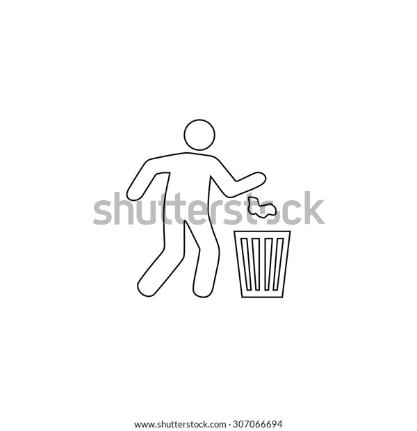 Bin Man Outline Black Simple Vector Stock Vector (Royalty Free) 307066694