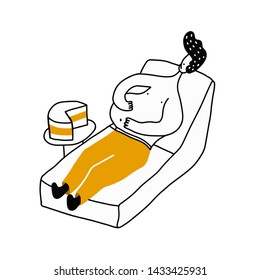 Binge Eating Man Character Hand Drawn Stock Vector (Royalty Free ...