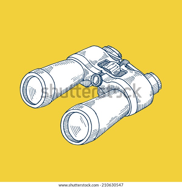 Binoculars Draw 스톡 벡터(로열티 프리) 210630547