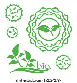 Bio Organic Logo Set Abstract Green Stock Vector (Royalty Free ...
