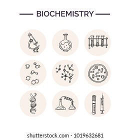 Biochemistry Hand Drawn Doodle Set Vector Stock Vector (Royalty Free ...