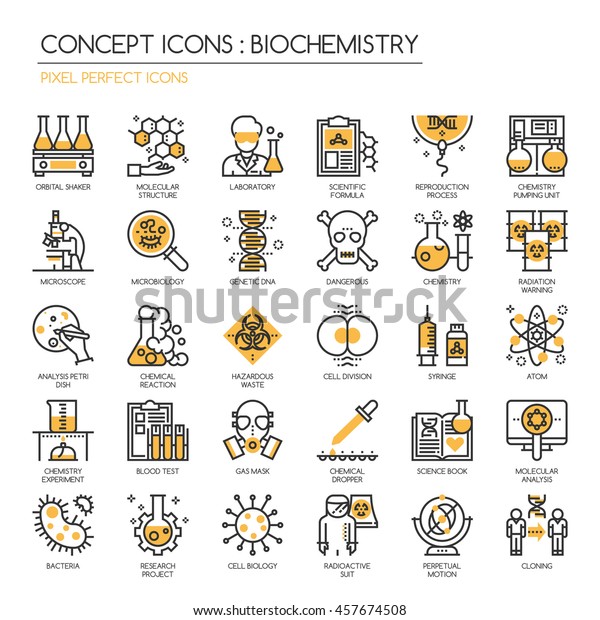 Biochemistry Thin Line Pixel Perfect Icons: เวกเตอร์สต็อก (ปลอดค่า ...