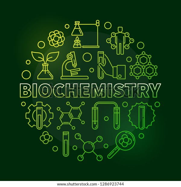 Biochemistry Vector Green Round Outline Illustration: เวกเตอร์สต็อก ...