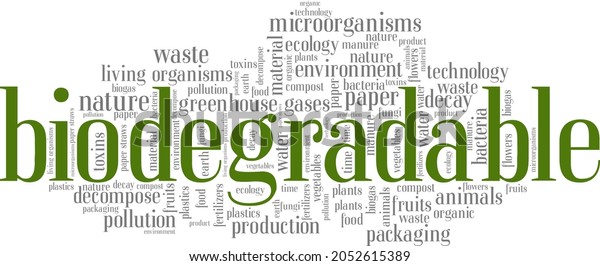 Biodegradable Vector Illustration Word Cloud Isolated: เวกเตอร์สต็อก ...