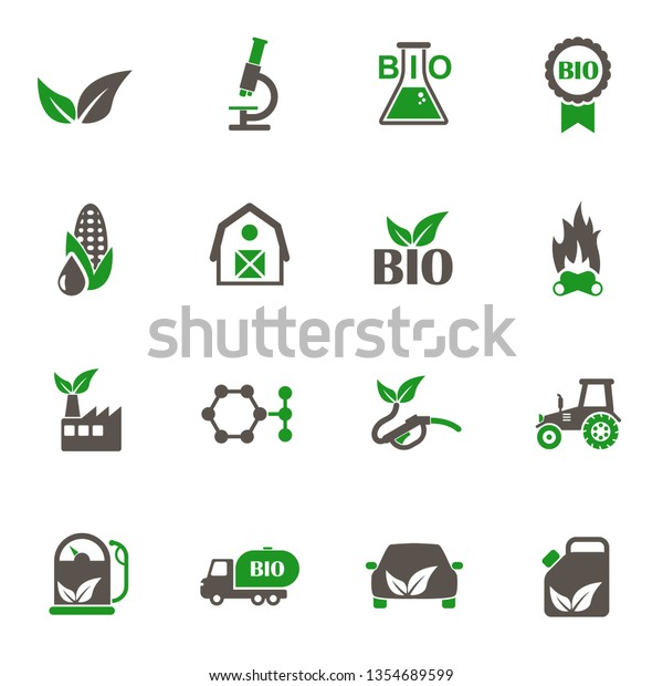 Biofuel Icons Set 16 High Quality Stock Vector (Royalty Free ...