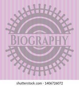 Biography Badge Pink Background Vector Illustration Stock Vector ...